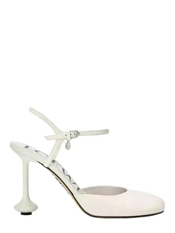 Loewe 90mm Ankle-strap Bulb-heel Pumps - White