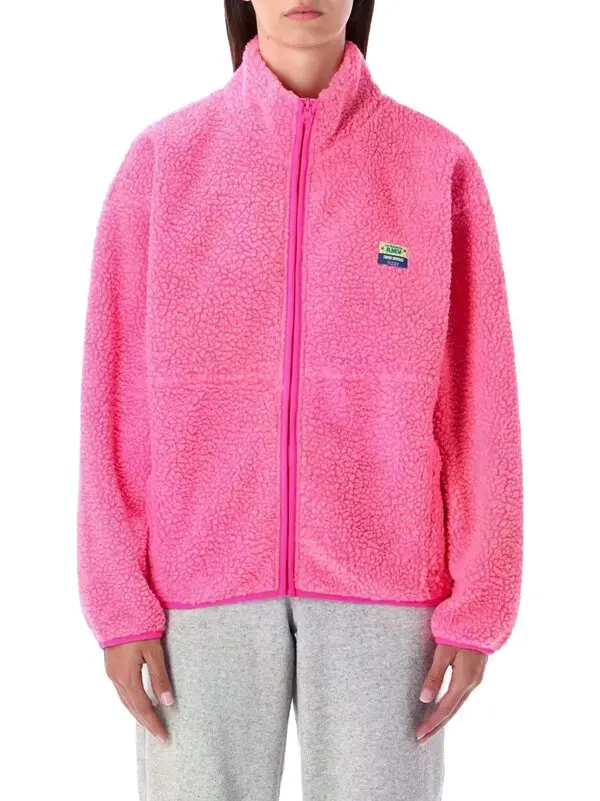 American Vintage Hoktown Teddy Zip-up Jacket - Pink