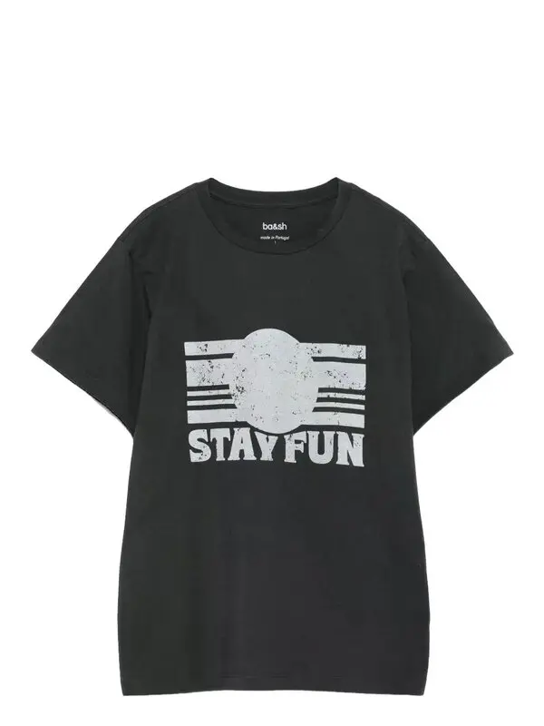 Ba&sh Graphic-print Cotton T-shirt - Grey