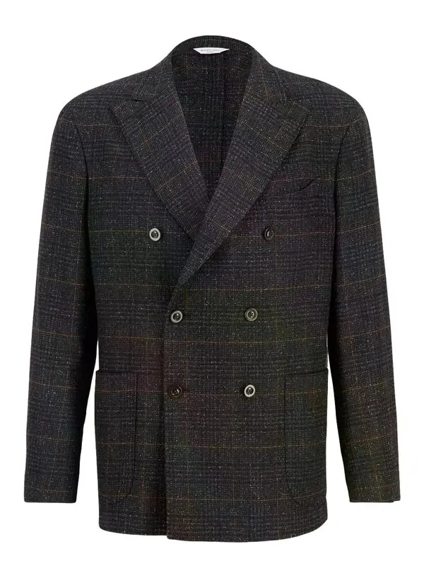 Boglioli Double-breasted Checked Blazer - Grey