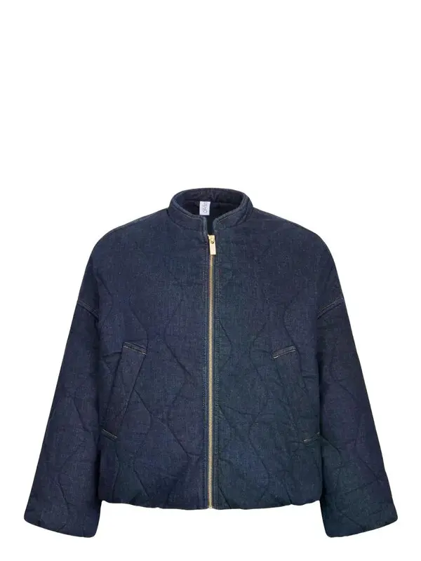 Liu Jo Quilted Denim Bomber Jacket - Blue