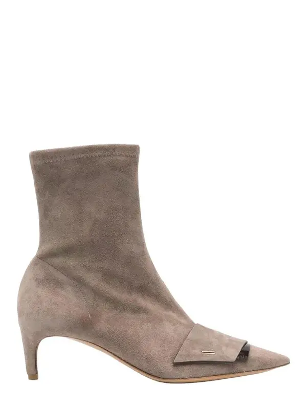DEL CARLO Pointed-toe Suede Ankle Boots - Brown