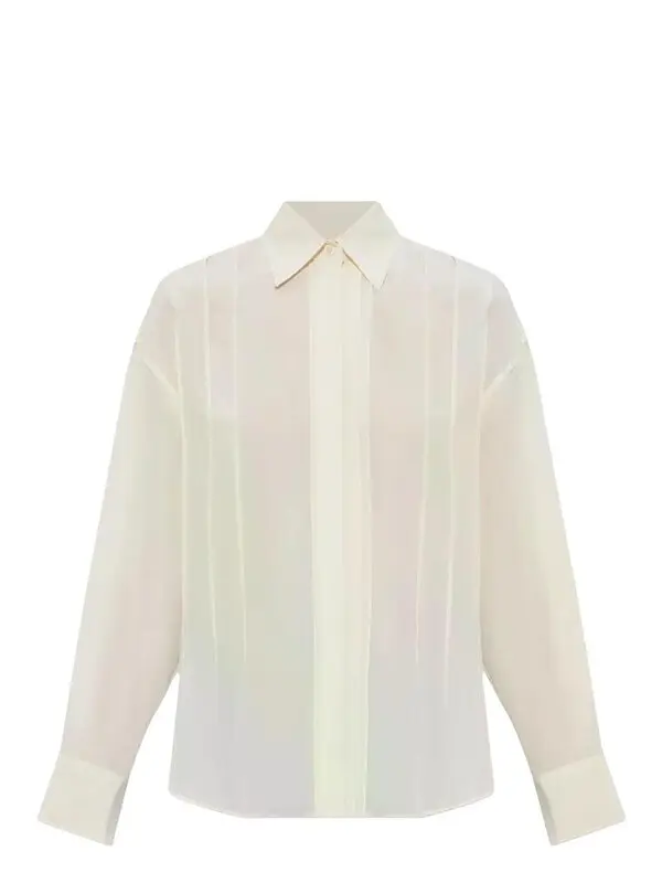 Victoria Beckham Pleated Detail Silk Shirt - Neutrals