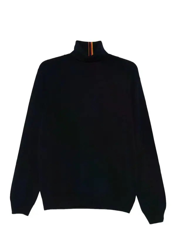 Paul Smith Stripe-detail Turtleneck Sweater - Blue