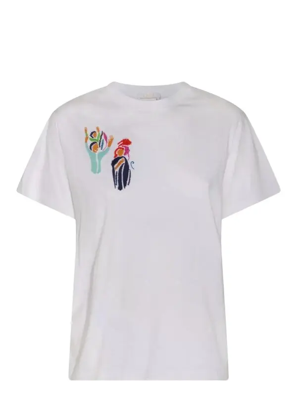 Chloé Embroidered Cotton T-shirt - White
