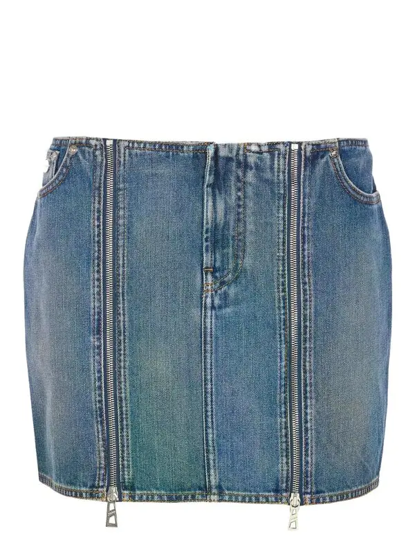 Jean Paul Gaultier Zip-detail Denim Mini Skirt - Blue