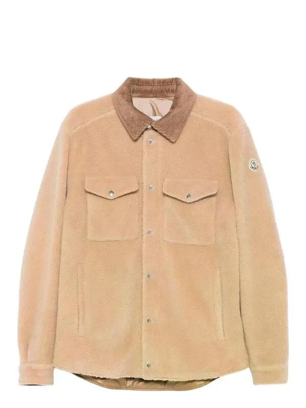 Moncler Corduroy-collar Fleece Overshirt - Brown