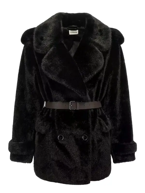 P.a.r.o.s.h Faux-fur Belted Coat - Black