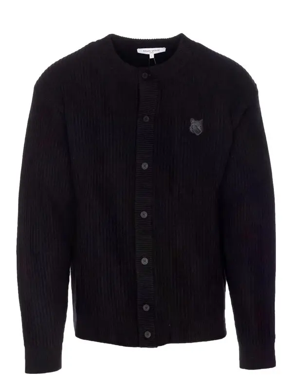 Maison Kitsuné Fox Head Ribbed Cardigan - Black