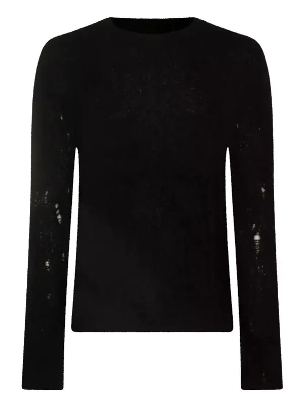 THOM KROM Long-sleeve Distressed Sweater - Black