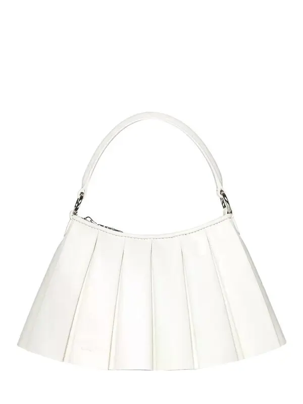 Lacoste Lenglen Pleated Leather Shoulder Bag - White