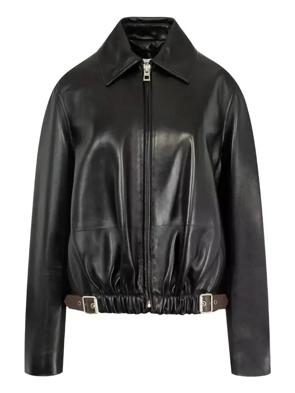 Loewe Belted Leather Jacket - Black