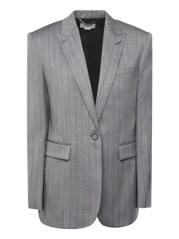 Stella McCartney Striped Single-breasted Blazer - Grey