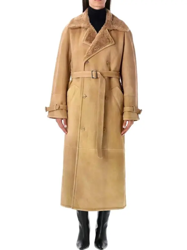 SWORD 6644 Shearling Belted Coat - Neutrals