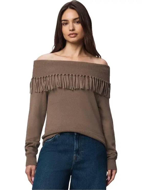 Splendid Simone Fringe Sweater - Brown