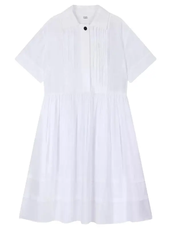 STUDIO TOMBOY Pleated Collared Mini Shirt Dress - White