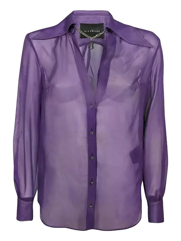 John Richmond Long-sleeved Button-cuff Shirt - Purple