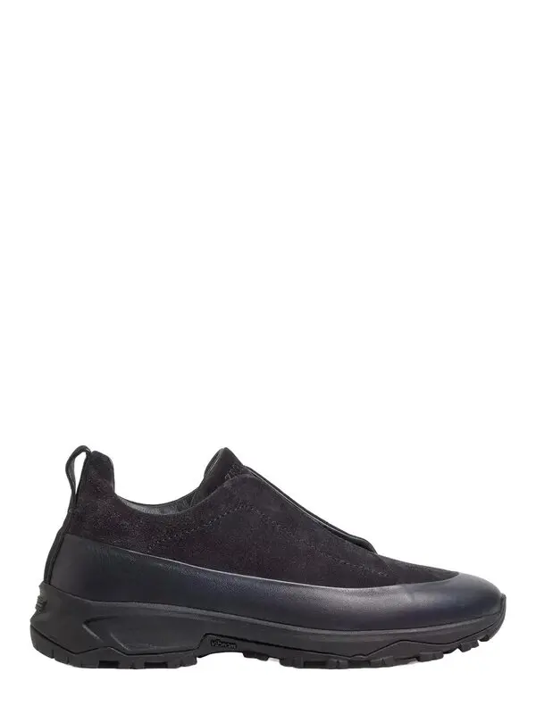Zegna Triple Stitch™ Leather Suede Sneakers - Black