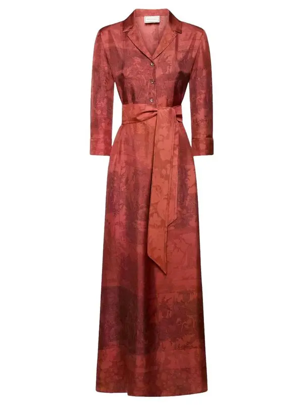 PIERRE-LOUIS MASCIA Printed Belted Dress - Red