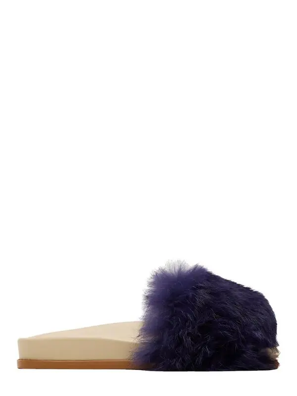 Buscemi Fur Clot Leather Slide - Purple