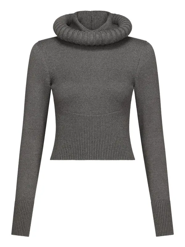 Alaïa Hooded Virgin Wool Sweater - Grey