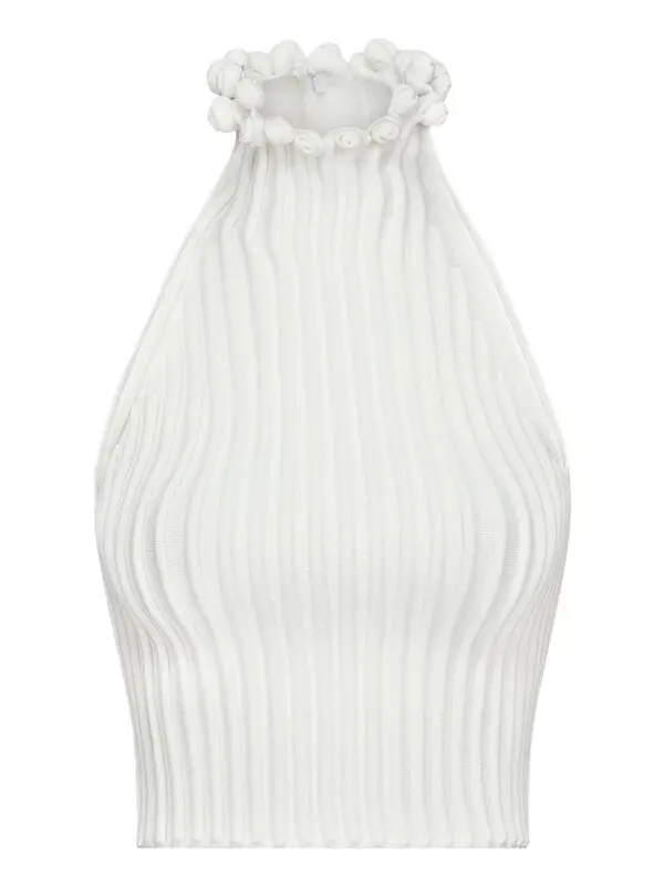 Alaïa Ringlet Detailed Knit Top - White