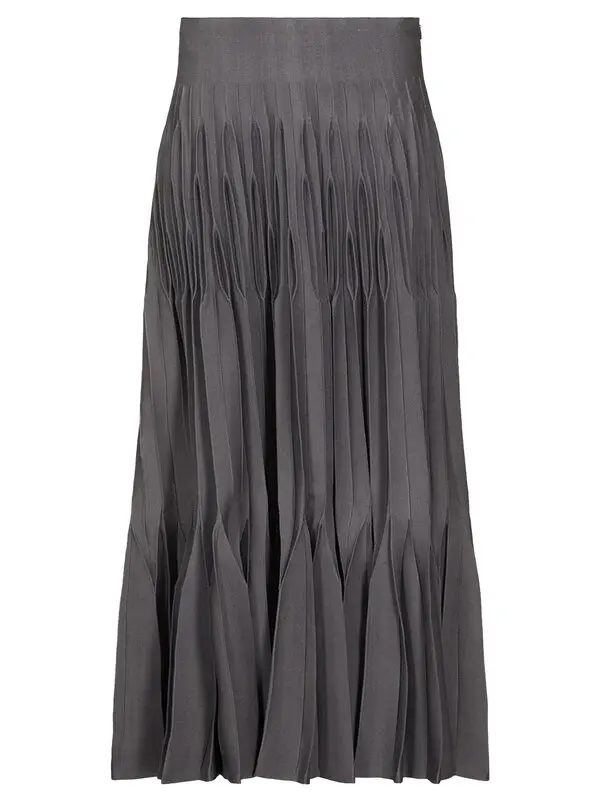 Alaïa Pleated Silk-blend Midi Dress - Grey