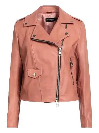 STREET LEATHERS Leather Biker Jacket - Salmon Pink