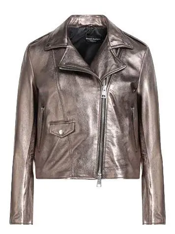 STREET LEATHERS Bronze Leather Biker Jacket - Yellow