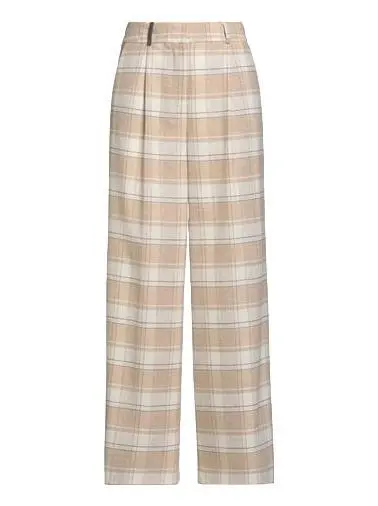 Peserico Tartan Flannel Wide-leg Pants - Beige