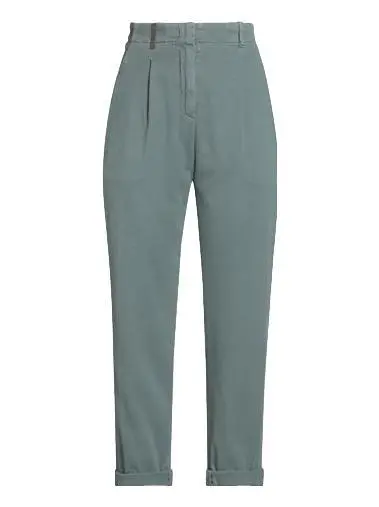 Peserico Tapered Gabardine Pants With Leather Trims - Green