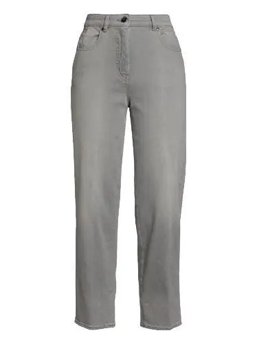 Peserico Tapered Jeans With Leather Trim - Grey