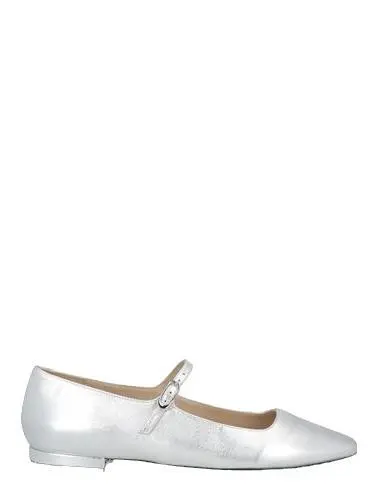 Theory Ballet Flats In Leather - Silver