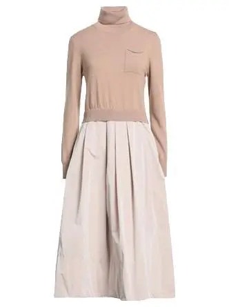 Peserico Midi Dress Camel Virgin Wool, Silk, Viscose, Cashmere, Polyester - Beige
