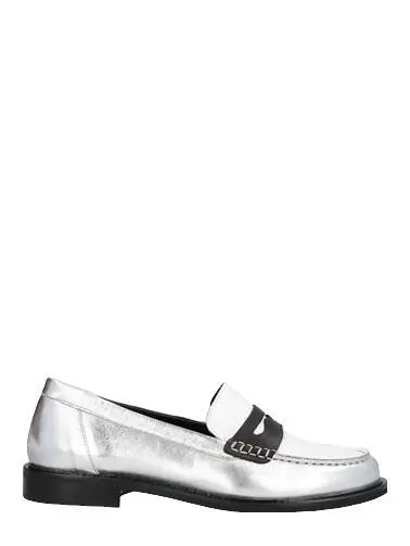 DIVINE FOLLIE Leather Penny Loafers - Silver