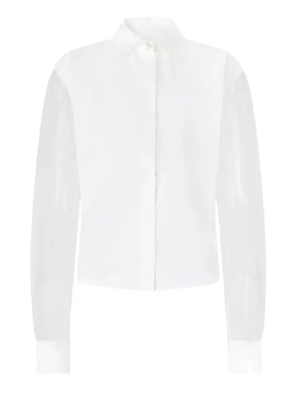 GENNY Organza-sleeve Shirt - White