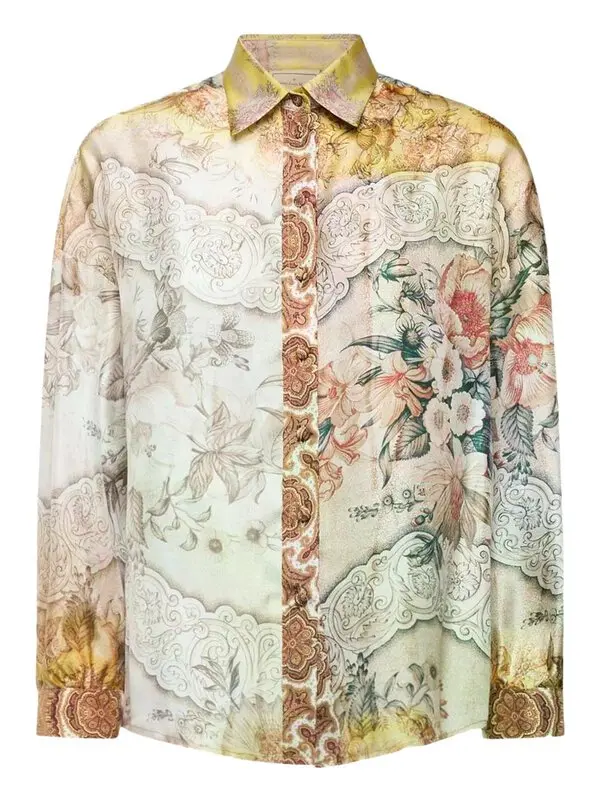 PIERRE-LOUIS MASCIA Floral-print Shirt - Neutrals
