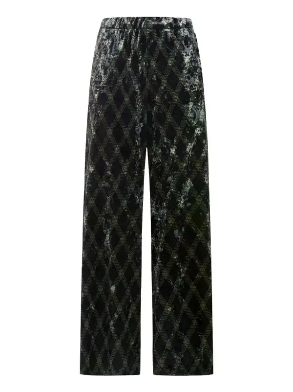 PIERRE-LOUIS MASCIA Diamond-pattern Velvet Trousers - Black
