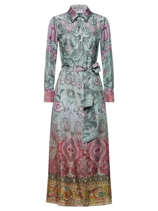 PIERRE-LOUIS MASCIA Floral-print Maxi Shirt Dress - Blue