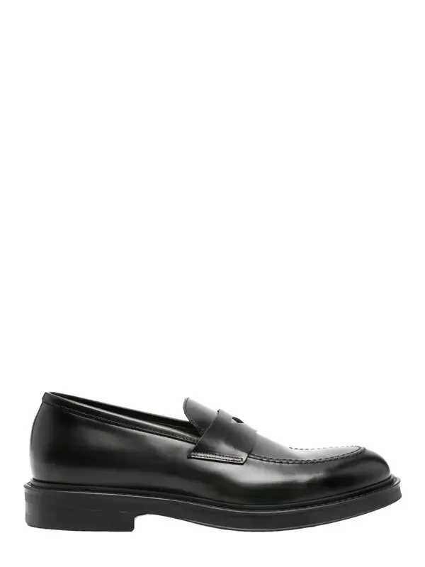 GREEN GEORGE Penny Leather Loafers - Black