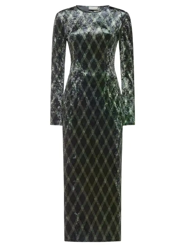 PIERRE-LOUIS MASCIA Diamond-pattern Maxi Dress - Black
