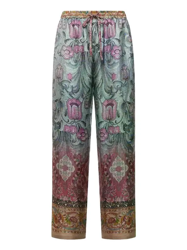 PIERRE-LOUIS MASCIA Floral-print Drawstring Trousers - Blue