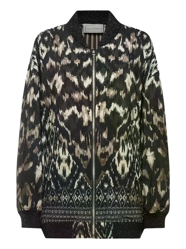 PIERRE-LOUIS MASCIA Ikat-pattern Bomber Jacket - Black