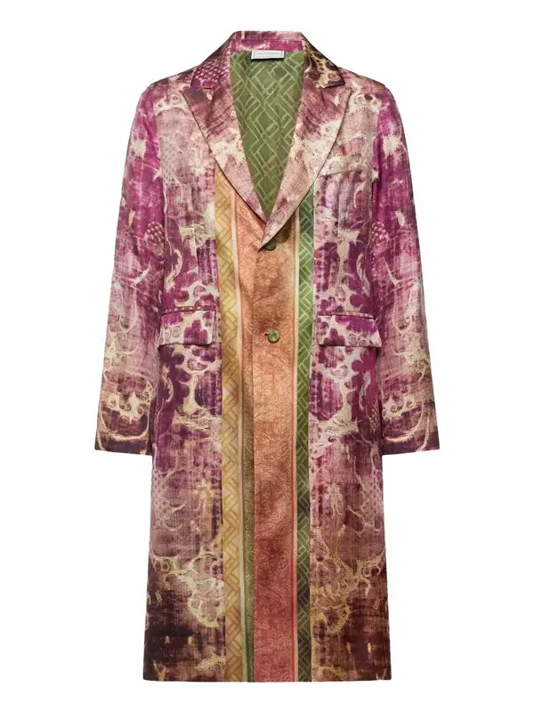 PIERRE-LOUIS MASCIA Damask-print Panelled Coat - Pink