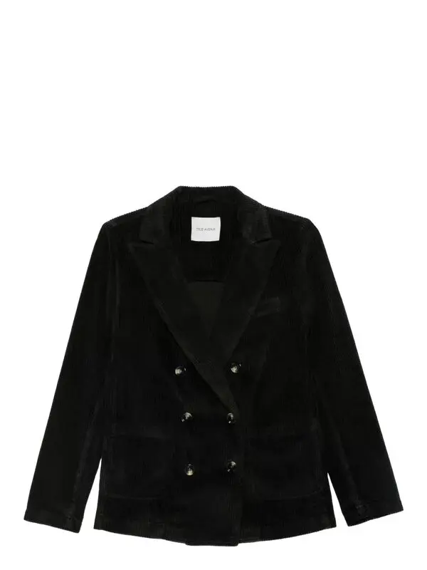 TRUE AVENUE Corduroy Double-breasted Blazer - Black