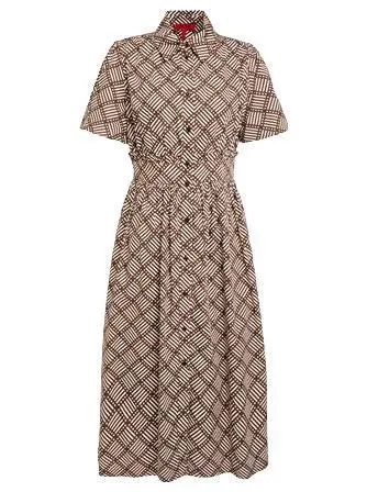 Max & Co. Geometric-print Midi Shirt Dress - Brown