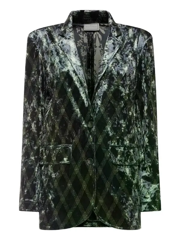 PIERRE-LOUIS MASCIA Diamond-pattern Velvet Blazer - Black