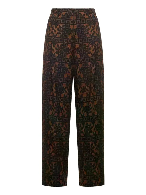 PIERRE-LOUIS MASCIA Pleated-front Floral-print Trousers - Brown