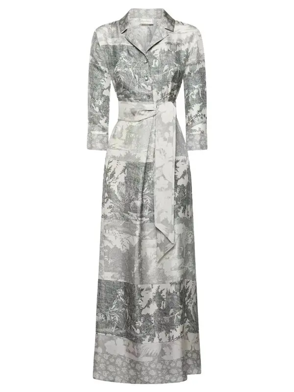 PIERRE-LOUIS MASCIA Landscape-print Maxi Dress - Grey