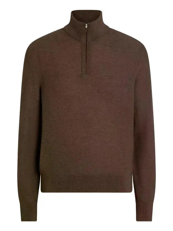 Zegna Half-zip Cashmere Sweater - Brown